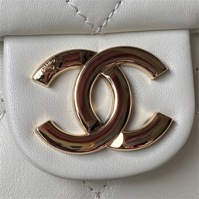 Cha.nel Large Hobo Bag Calfskin Gold Tone Metal White AS4347 – hazelluxury