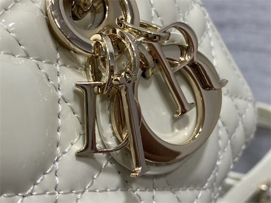 CD Lady D-Joy Micro Bag Patent Cannage Calfskin Gold Tone Metal Latte ...