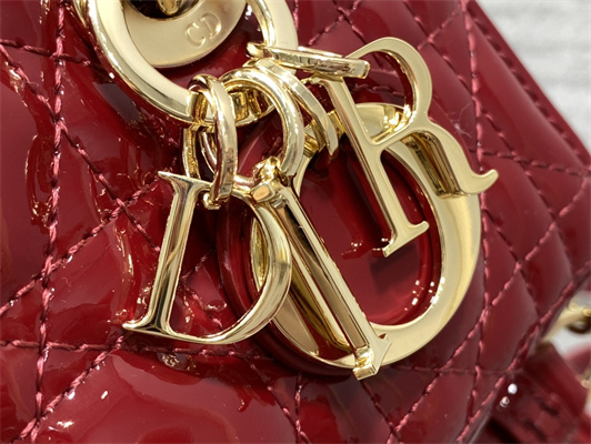 CD Lady D-Joy Micro Bag Patent Cannage Calfskin Gold Tone Metal Cherry ...