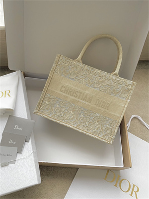 CD Medium Book Tote Beige D-Lace Embroidery With Macrame Effect ...