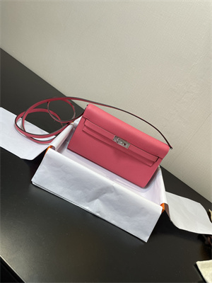 Kelly Classique To Go wallet Epsom Leather Silver Tone Metal In Rose ...