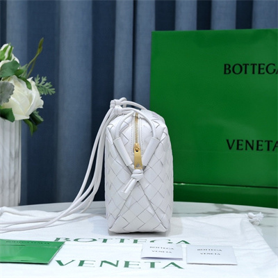 BV Small Loop Camera Bag In Lambskin Leather White Color – hazelluxury