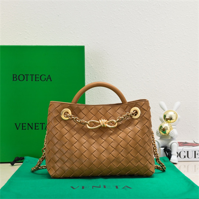 BV Small Andiamo Top handle bag With Chain Lambskin Leather Brown ...