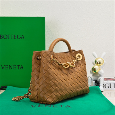 BV Small Andiamo Top handle bag With Chain Lambskin Leather Brown ...
